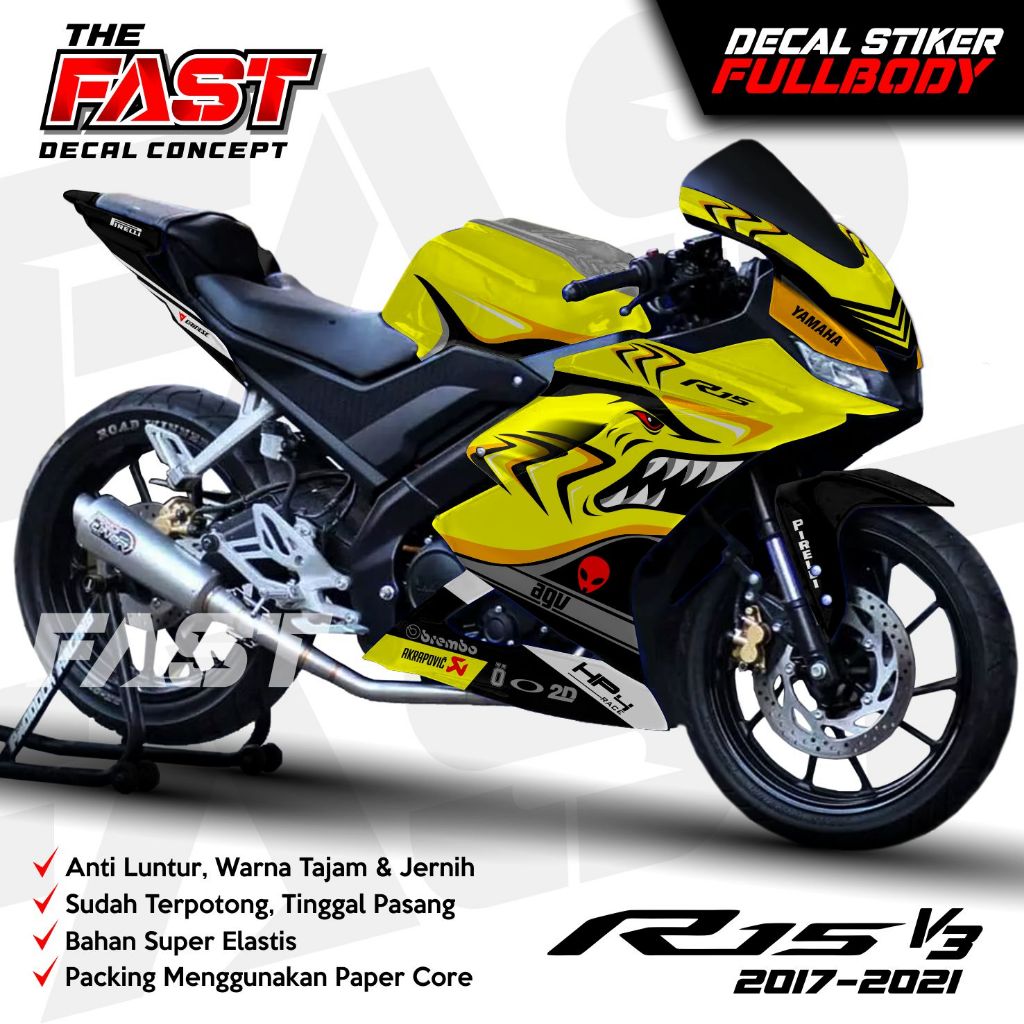 Jual Decal R15 V3 SHARK Fullbody TERBARU Sticker R15 SHARK Striping Decal Yamaha R15 V3, Sticker ...