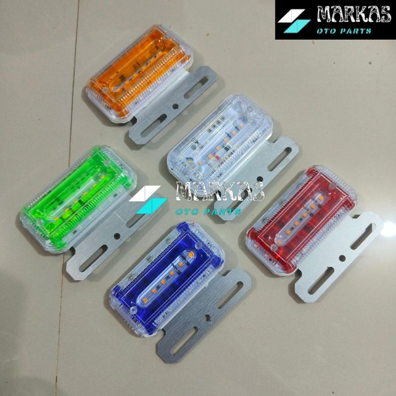 Jual Lampu Led Samping Bak Truk Variasi 24volt Model Kotak Mini 3 Warna Sein Running Light ...