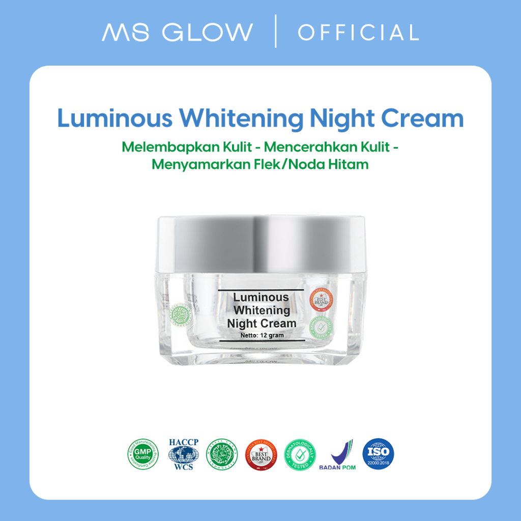Jual MS GLOW - LUMINOUS WHITENING NIGHT CREAM - 12 GR | Shopee Indonesia