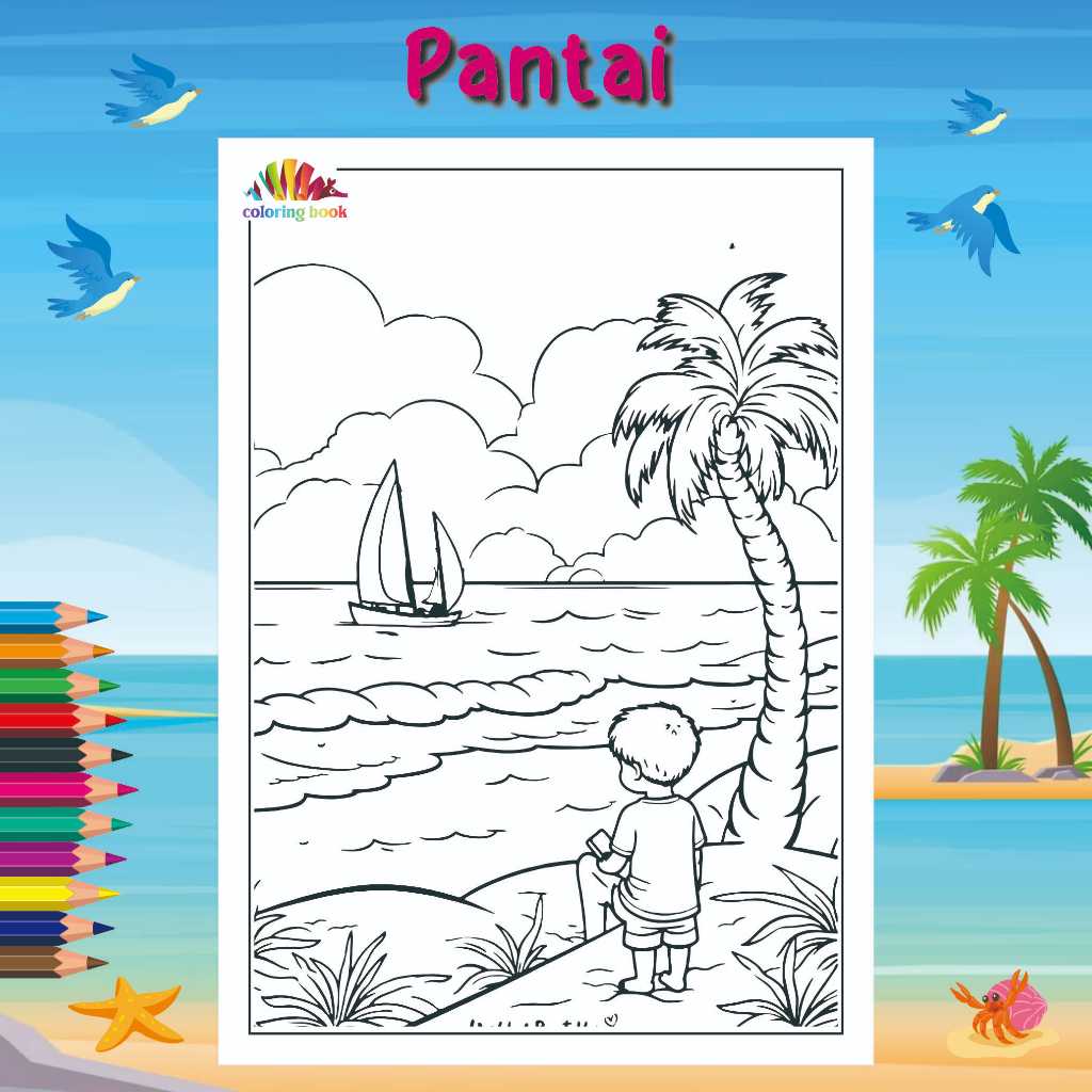 Jual KERTAS MEWARNAI / COLORING / KERTAS GAMBAR / PANTAI / KERTAS ...