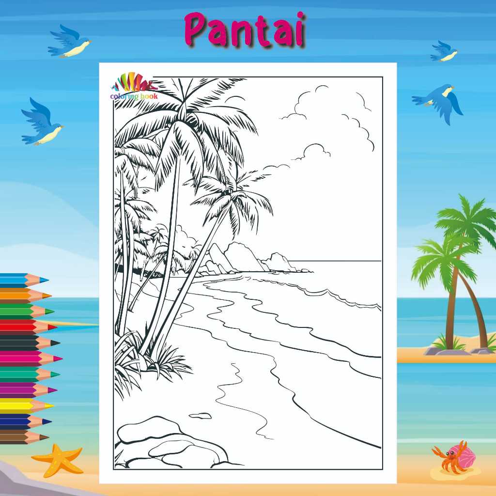 Jual KERTAS MEWARNAI / COLORING / KERTAS GAMBAR / PANTAI / KERTAS ...