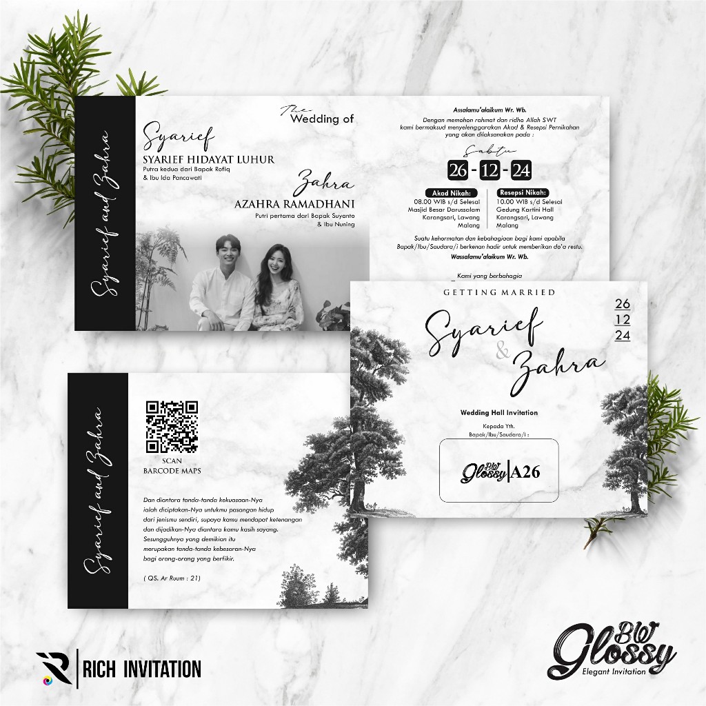 Jual UNDANGAN PERNIKAHAN GLOSSY ELEGANT-UNDANGAN BW SIMPLE | Shopee Indonesia