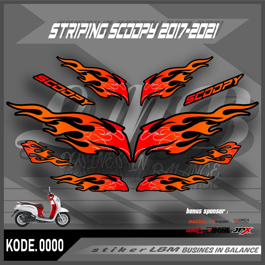 Jual Striping STIKER Api Honda Scoopy Fi Dan Karbu 2010-2023 / Sticker ...