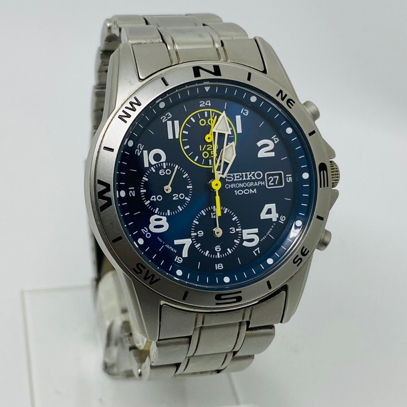 Jual Seiko Military 7T92-0DX0 Blue Dial Chronograph | Shopee Indonesia