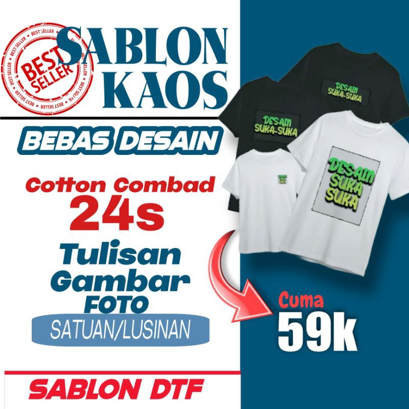 Jual SABLON KAOS SATUAN BEBAS DESAIN (Bahan Cotton Combed 24S) | Shopee Indonesia