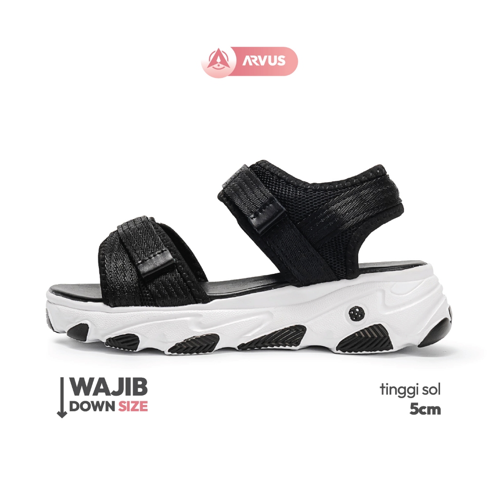 Jual Arvus Adalee Sandal Fashion Wanita Platform Tinggi Black White ...