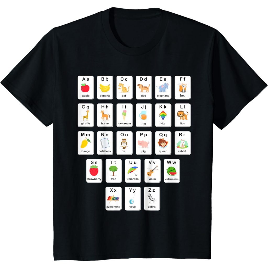Jual Baju Kaos Anak Distro Premium ABC Animals Object Flash Card A-Z ...