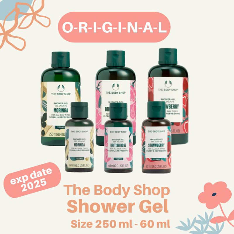Jual The Body Shop Shower Gel 250 ml TBS Moringa British Rose sabun ...