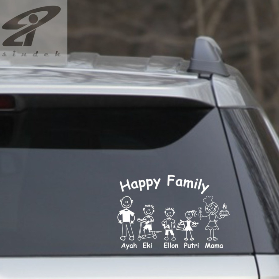 Jual cutting sticker mobil Happy Family Stiker kaca mobil keren lucu ...