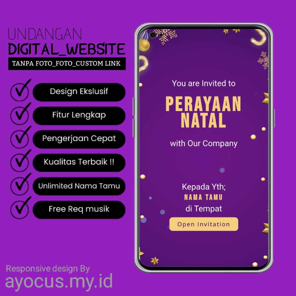 Jual undangan natal dan tahun baru Custom Tema Purple Christmas ...