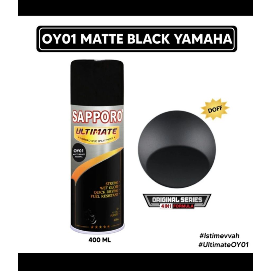 Jual Sapporo Ultimate OY01 Matte Black Yamaha (Original) / Cat Aerosol Terbaik / cat semprot ...