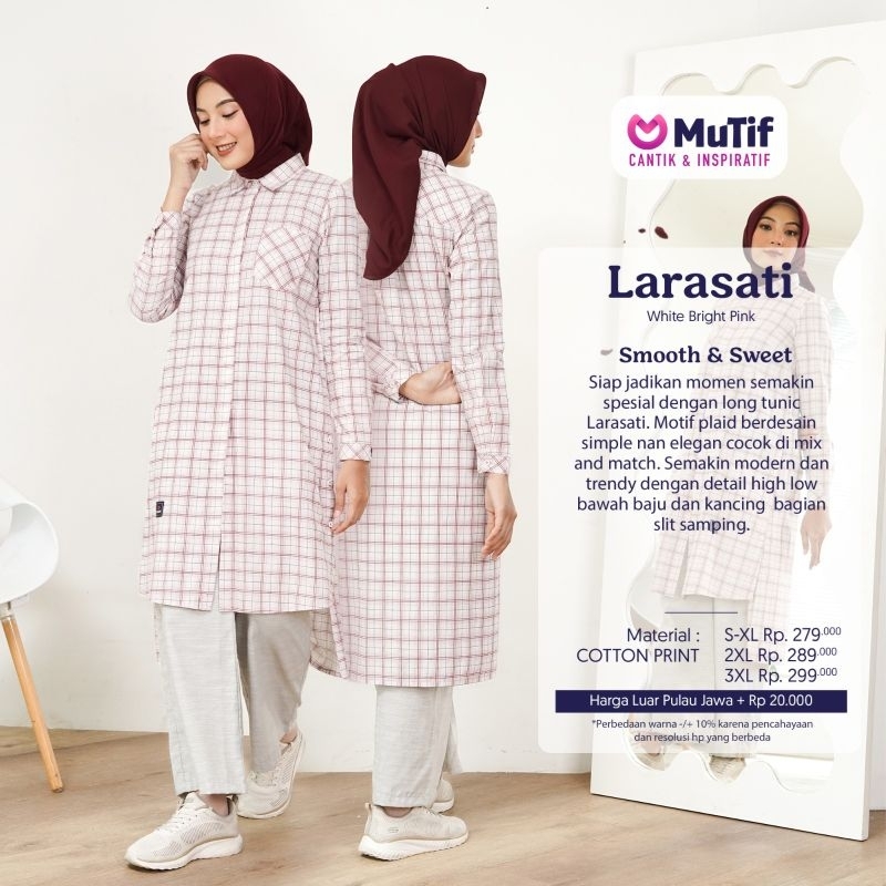 Jual TUNIK MUTIF LARASATI WHITE BRIGHT PINK | Shopee Indonesia