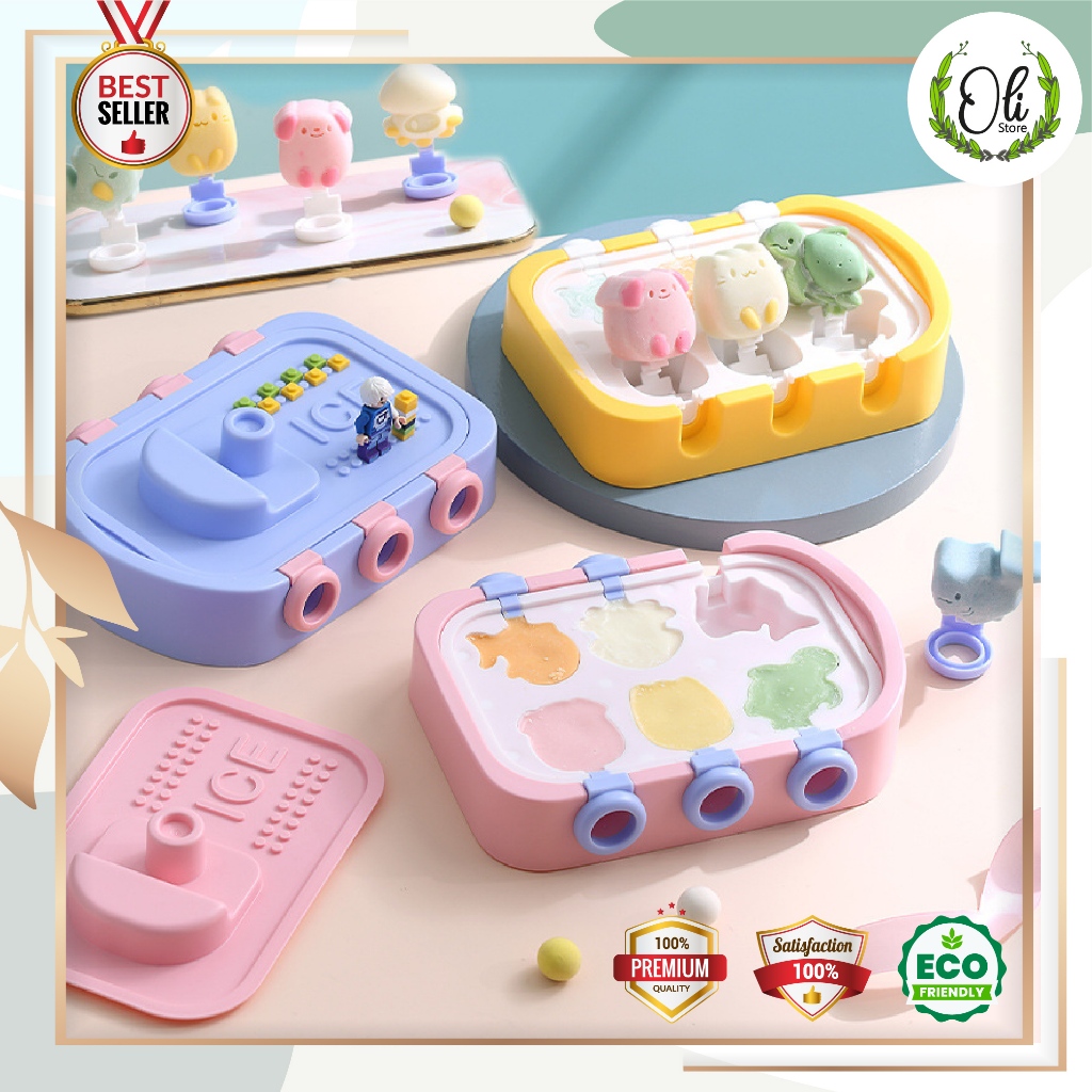 Jual Cetakan Es Krim Karakter Lucu 6 Stik Cetakan Ice Cream Silicon ...