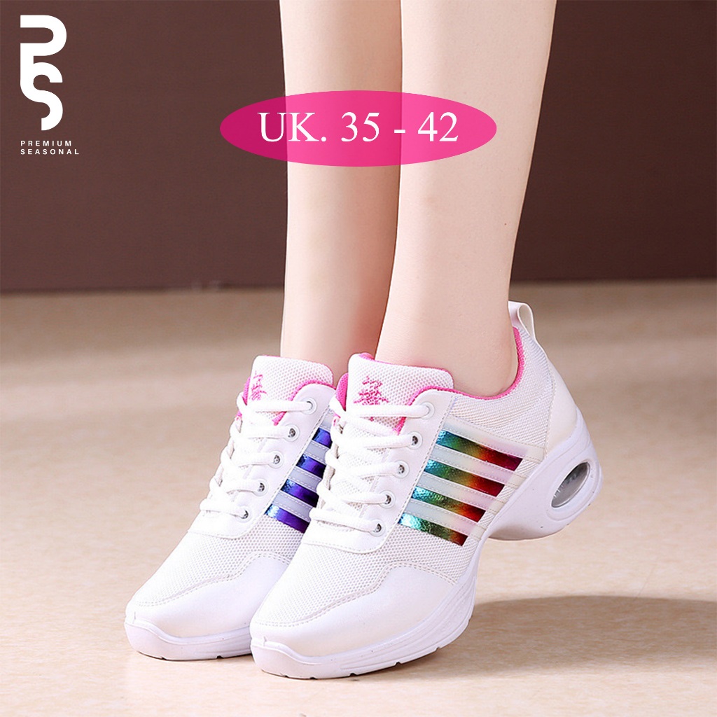 Jual RAINBOW - Sepatu Dansa Wanita / Tari Casual Menari Lentur Putih ...