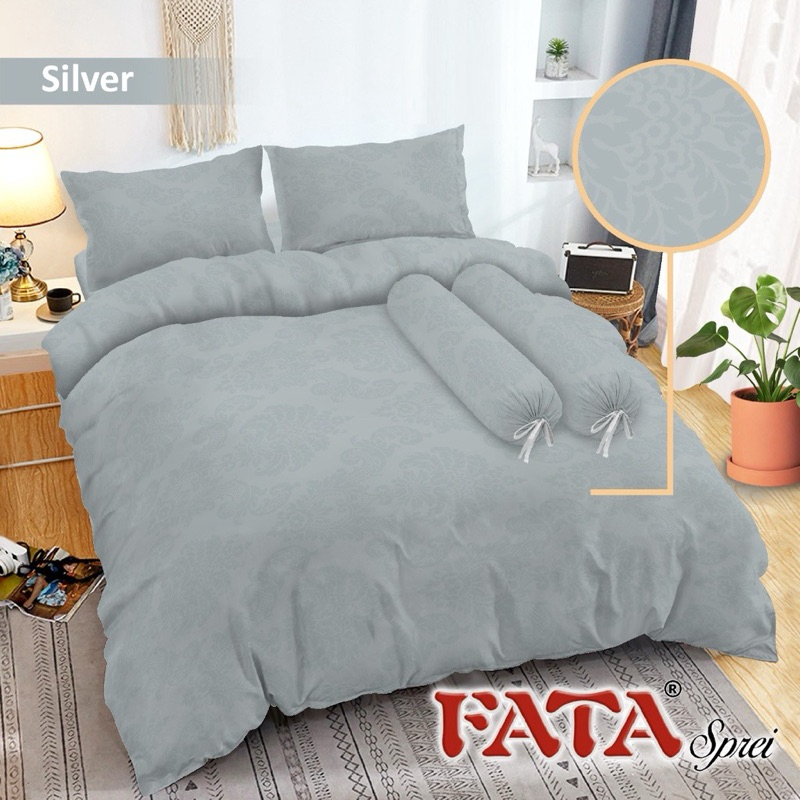 Jual FATA - Bed Cover Set Jacquard Silver Ukuran King 180x200 / Queen ...