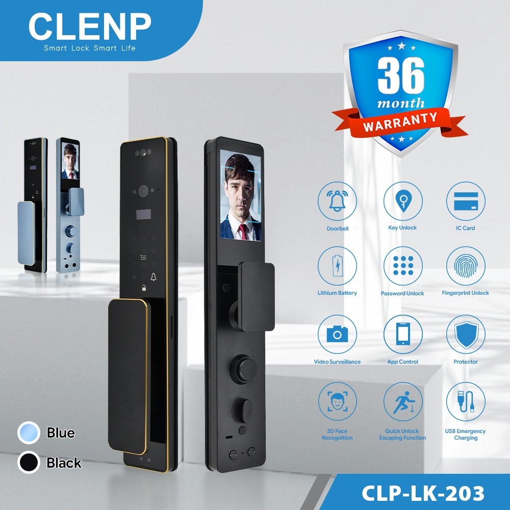 Jual SMARTLOCK CLENP CLP LK 203 WIFI 3D FACE RECOGNITION/ SMART DOOR ...