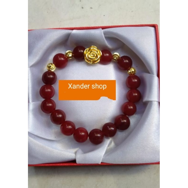 Jual GELANG GIOK COMBI BUNGA/giok merah | Shopee Indonesia