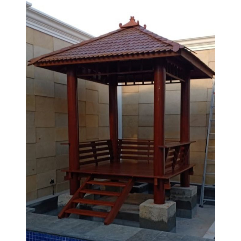 Jual Gazebo kayu saung taman minimalis 2,5 x 2,5 meter | Shopee Indonesia