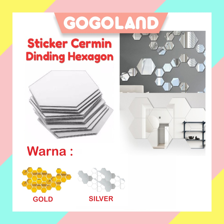 Jual ⭐Gogoland⭐ Stiker Cermin Hiasan Dinding Anti Pecah Segi Enam ...