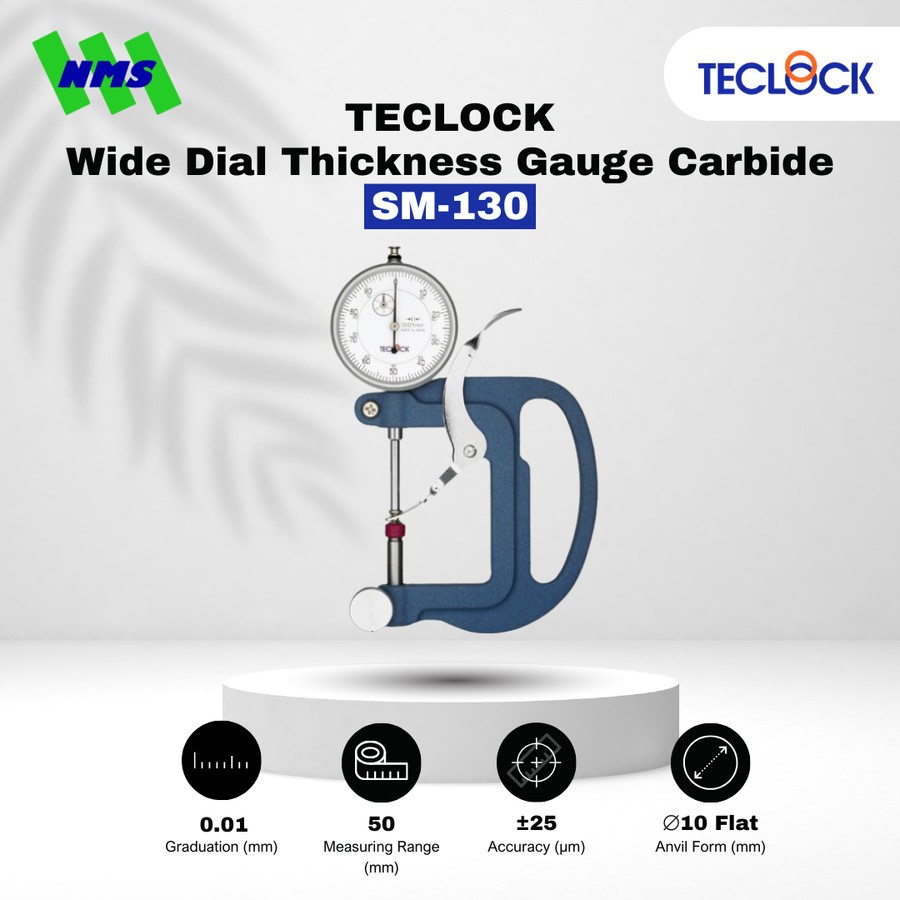 Jual Alat Ukur Ketebalan TECLOCK SM-130 Wide Dial Thickness Gauge 50mm | Shopee Indonesia