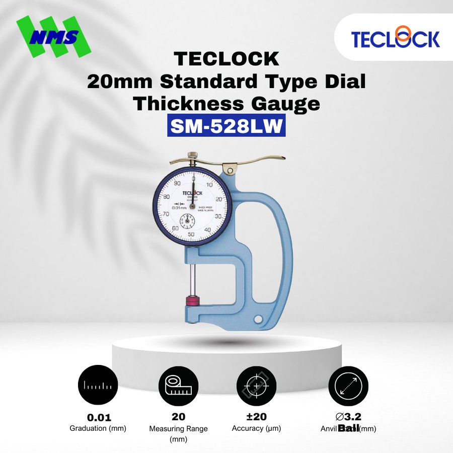 Jual Alat Ukur Ketebalan TECLOCK SM-528LW Dial Thickness Gauge 20mm ...