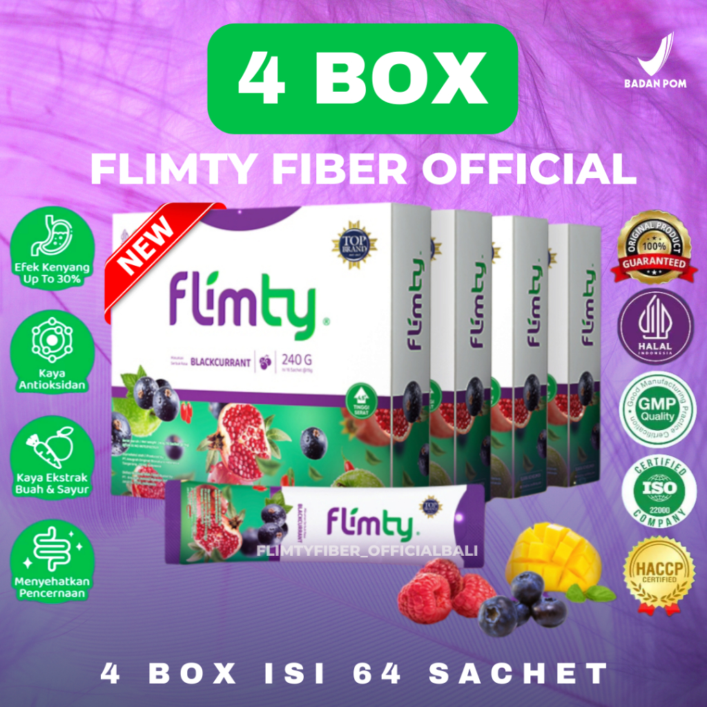 Jual Flimty Fiber Rasa Raspberry / Blackcurant / Mangga 4 Box isi 64 ...