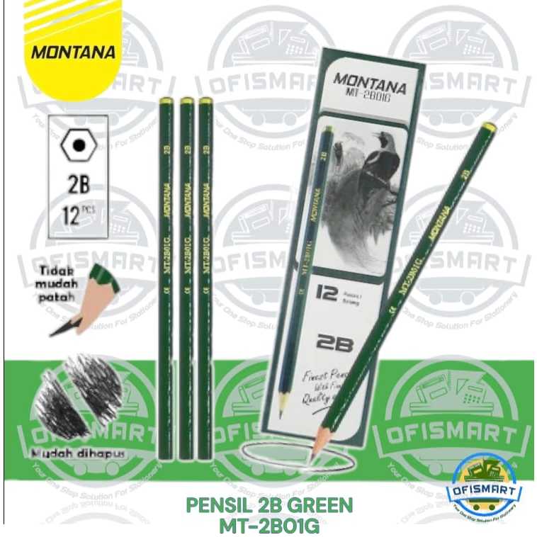 Jual Montana Pensil Tulis 2B MT-2B01G Green | @1Pack=12Pencil | Shopee ...