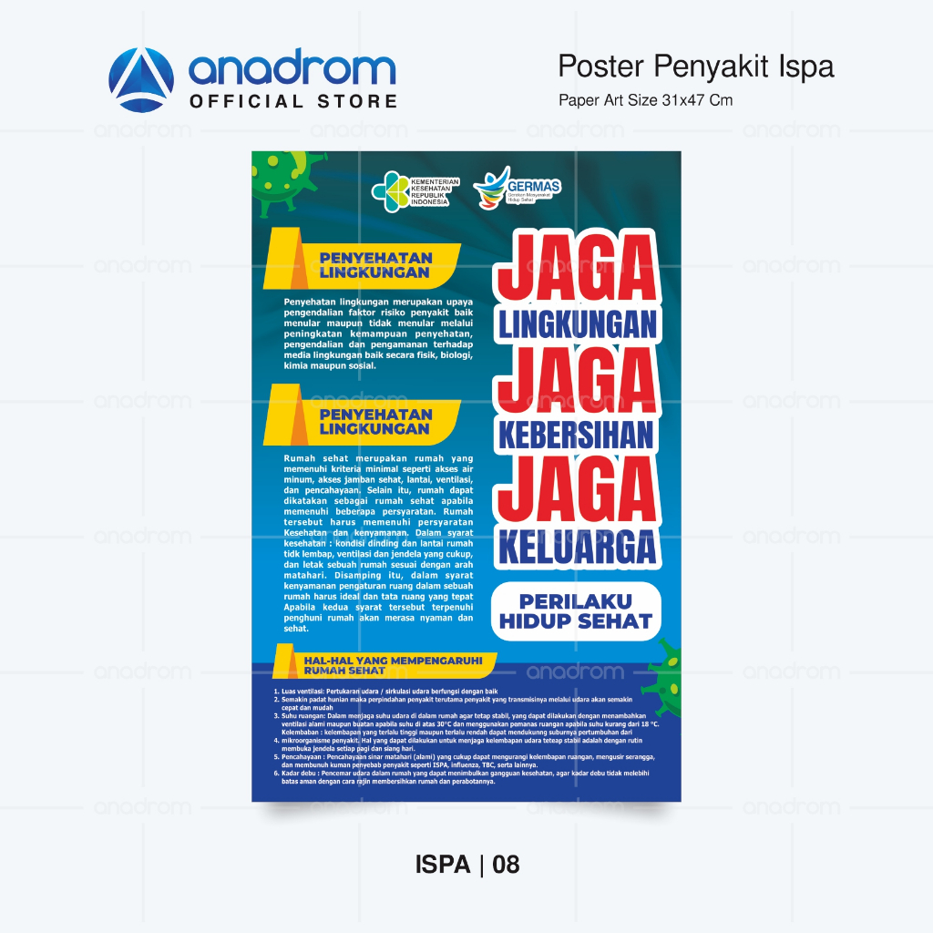 Jual Poster Seputar Tentang penyakit ISPA | Poster Promosi Kesehatan | Anadrom 3595 | Shopee ...