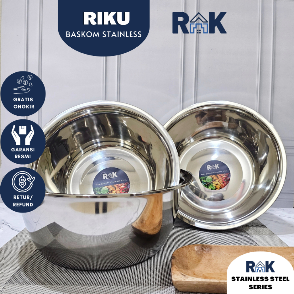 Jual RAK - RIKU Baskom Stainless Steel 24/26/28cm Baskom Dapur ...