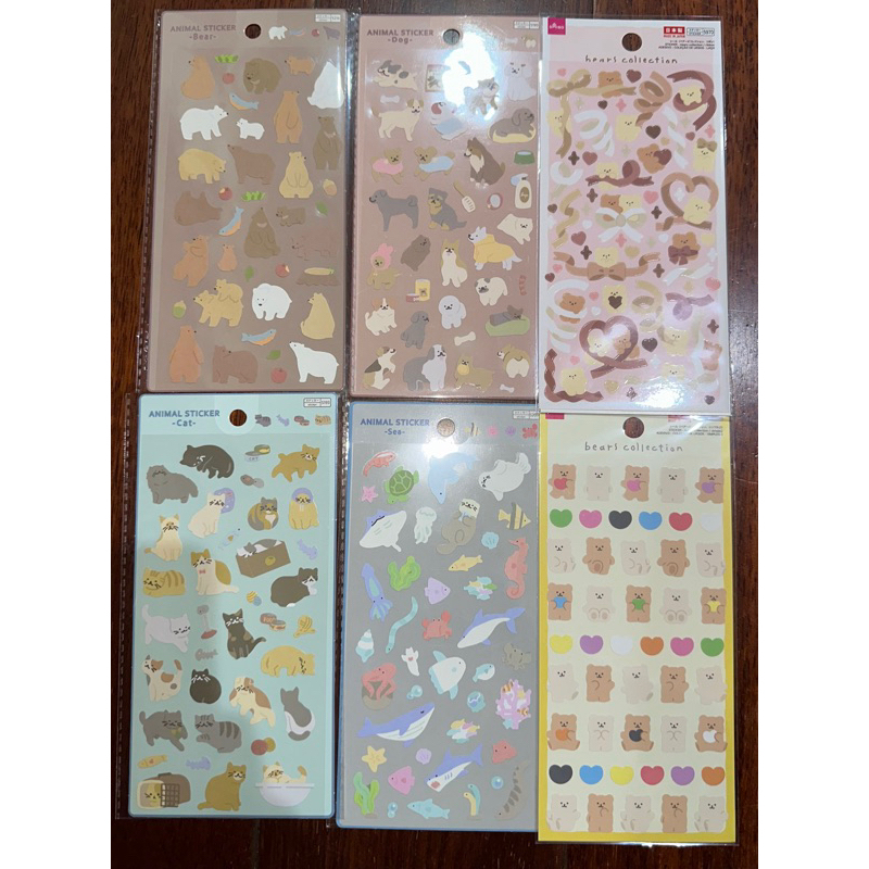 Jual daiso sticker animal collection bears sea cat dog deco decoration ...