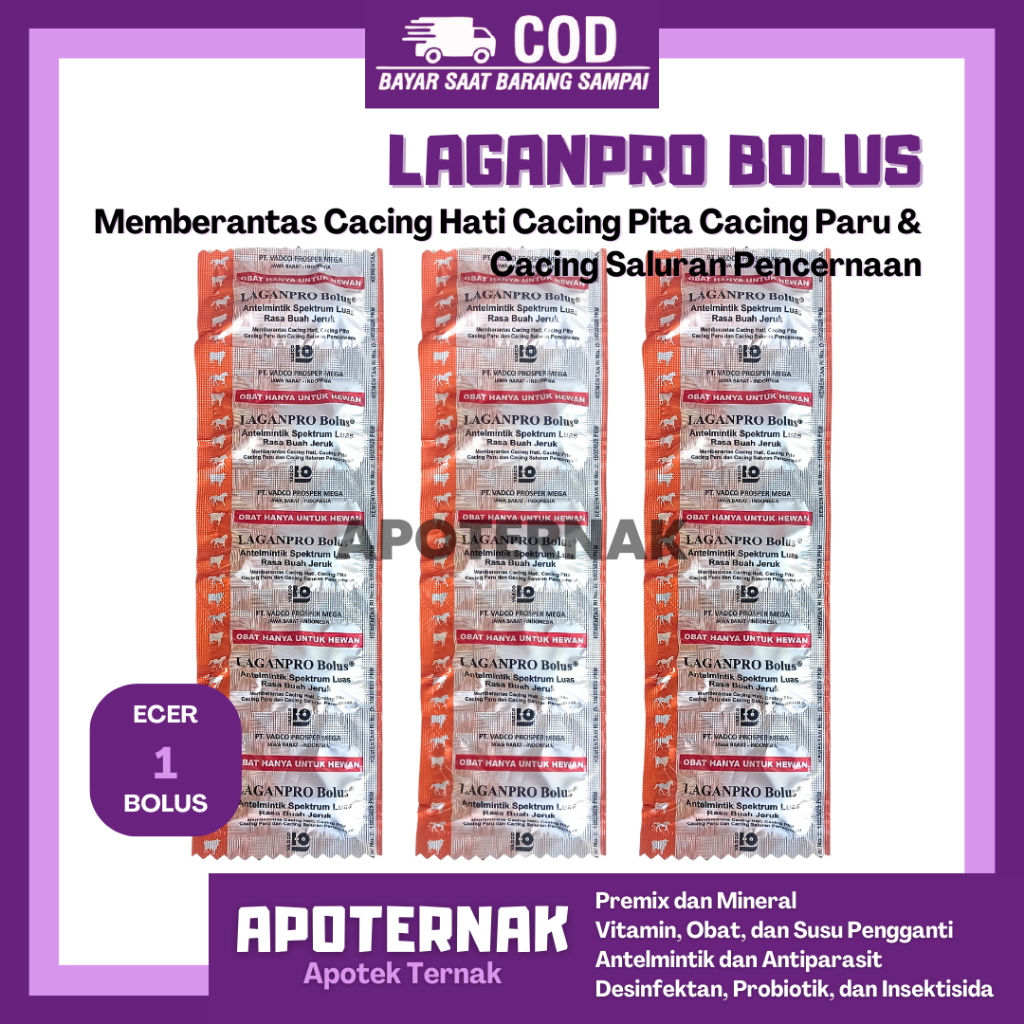 Jual LAGANPRO BOLUS 1 BOLUS - Obat Cacing Spektrum Luas Sapi Kerbau ...