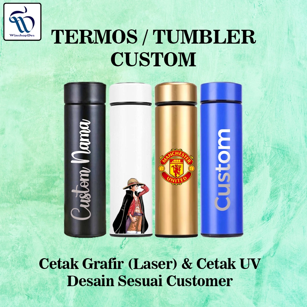 Jual TUMBLER TERMOS 500ml Custom Print Nama Botol Minum - Print UV - Print Grafir | Shopee Indonesia