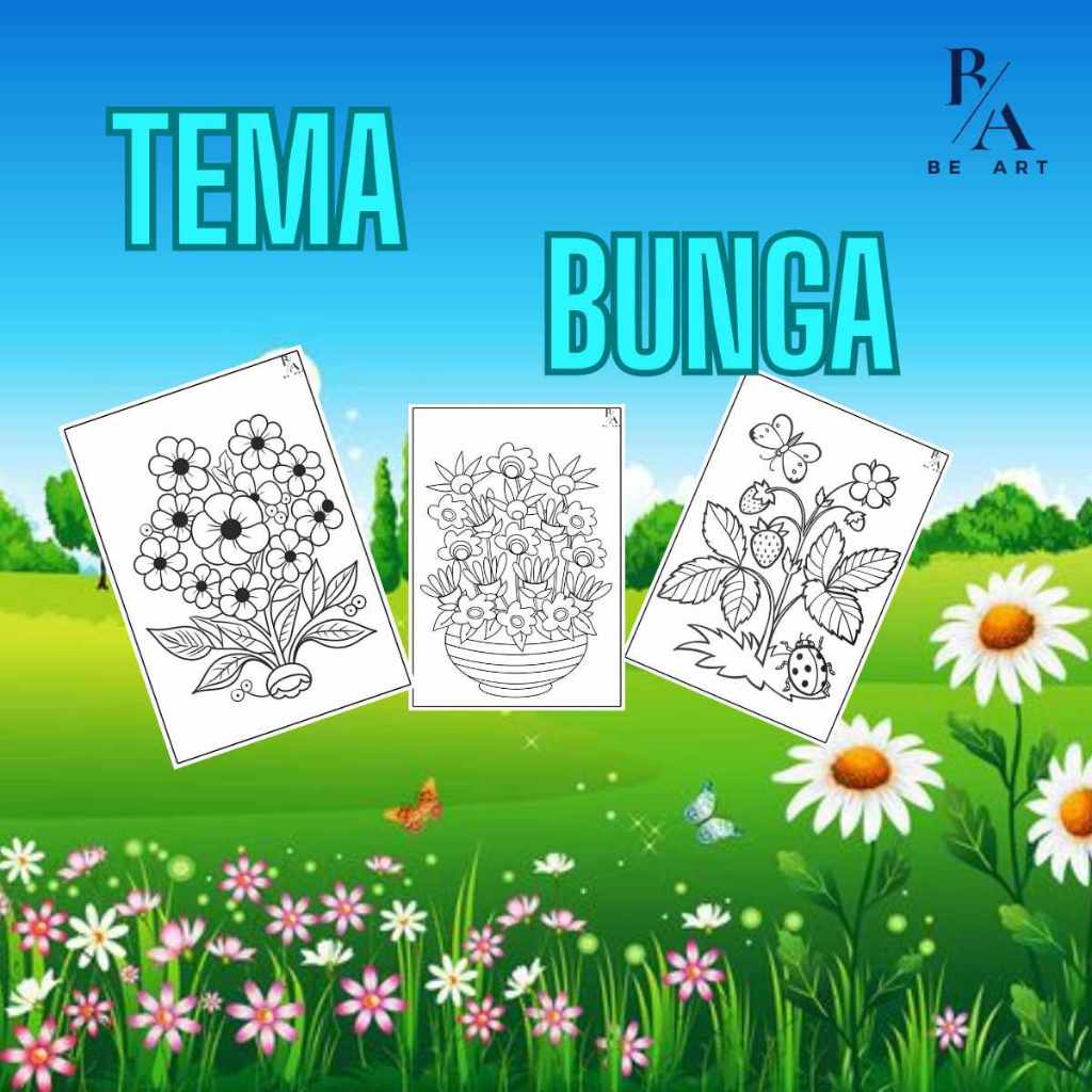 Jual kertas gambar mewarnai anak A4 (BUNGA) | Shopee Indonesia