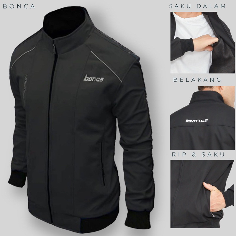 Jual Bonca Jaket anti air dan angin pria bahan bonding micro ukuran ...