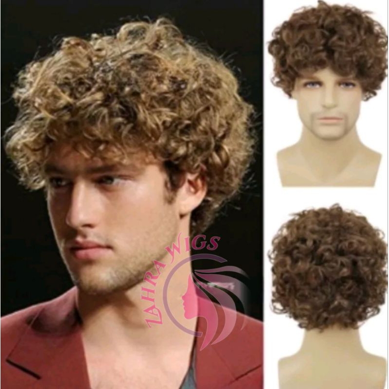 Jual Wig Rambut Kribo Coklat Muda Versi Pria Eropa | Shopee Indonesia