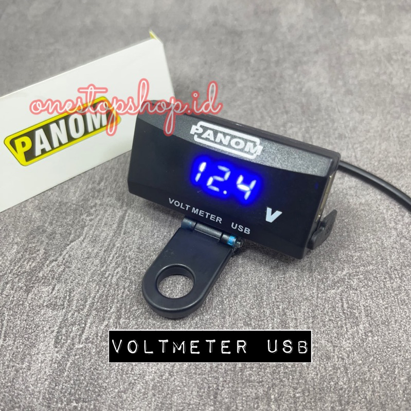 Jual Voltmeter Aki Volt Meter Digital Plus Breket Spion Plus Charger USB 1 port Voltmeter ...