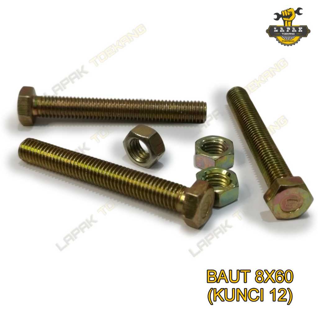 Jual Baut Mur Besi KUNING M8x60 mm | Shopee Indonesia