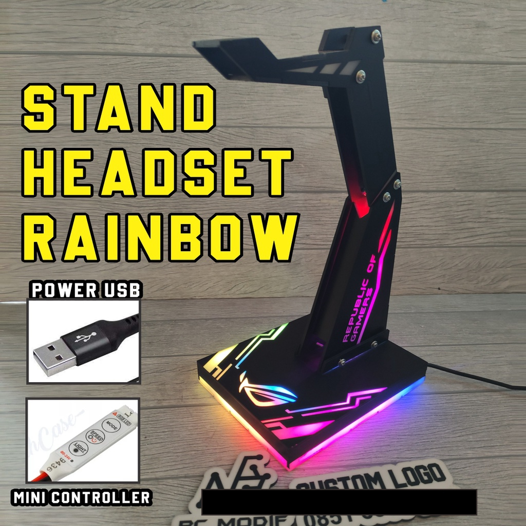 Jual Stand Headset ROG Led RGB rainbow logo costum | Shopee Indonesia