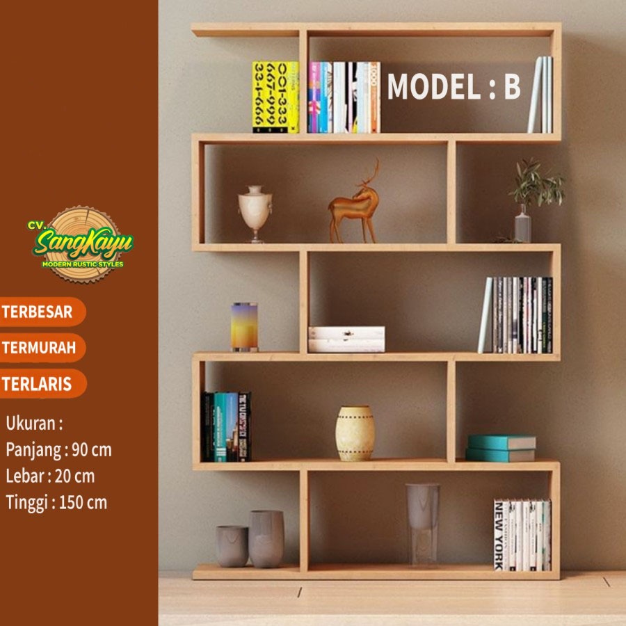 Jual TERMURAH Rak buku minimalis modern kayu rak serbaguna rak mainan ...