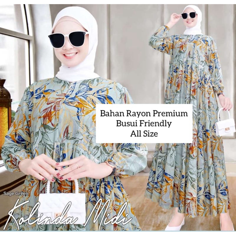 Jual MIDI DRESS WANITA RAYON / GAMIS RAYON ADEM BUMIL BUSUI FRIENDLY JUMBO | Shopee Indonesia