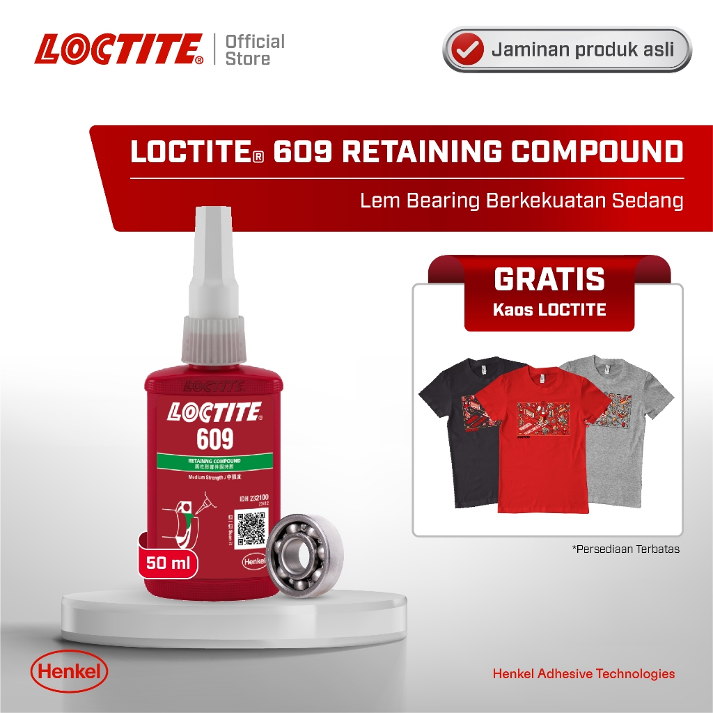 Jual LOCTITE 609 Retaining Compound Lem Bearing/Lem Shaft 50 ml ...