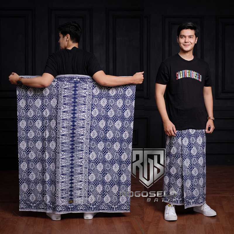 Jual Sarung Batik Cap Asli Pekalongan Sarung Rogoselo Warna Biru Putih ...