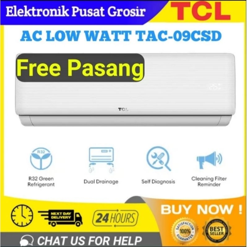 Jual AC TCL 1 PK TAC-09CSD/Xs 09CSD free pasang 1 PK low watt R32 ...