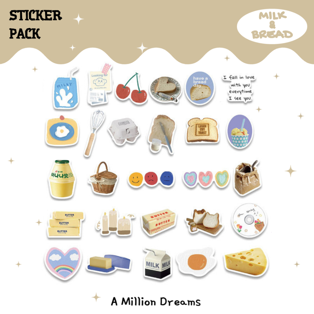 Jual MILK & BREAD - 8 PCS STICKER PACK WATERPROOF + FREEBIES | stiker ...