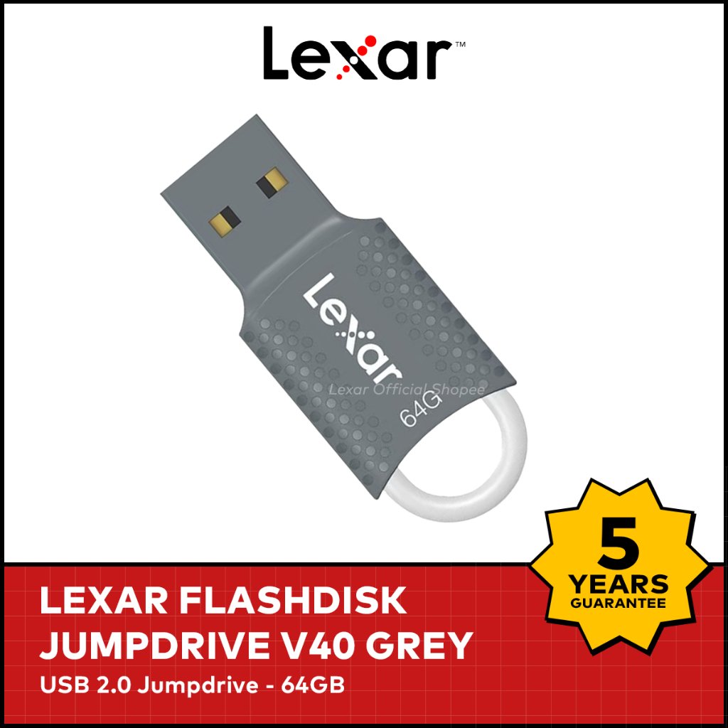 Jual Lexar Flashdisk JumpDrive V40 USB 2.0 Flash Drive 64GB - Grey | Shopee Indonesia
