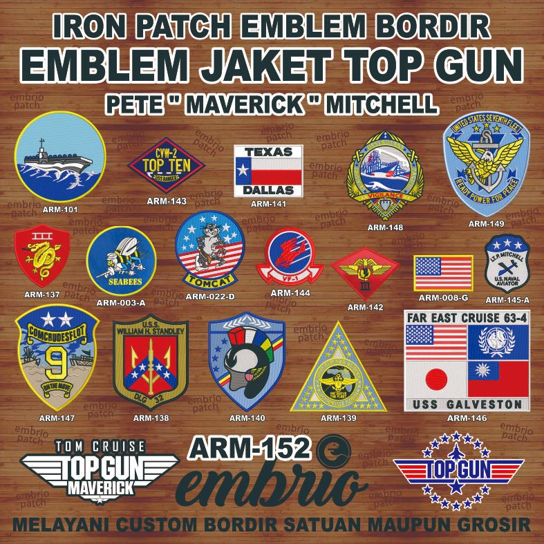 Jual Emblem jaket TOP GUN Pete Maverick Mitchell Patch Top Gun G1 ...