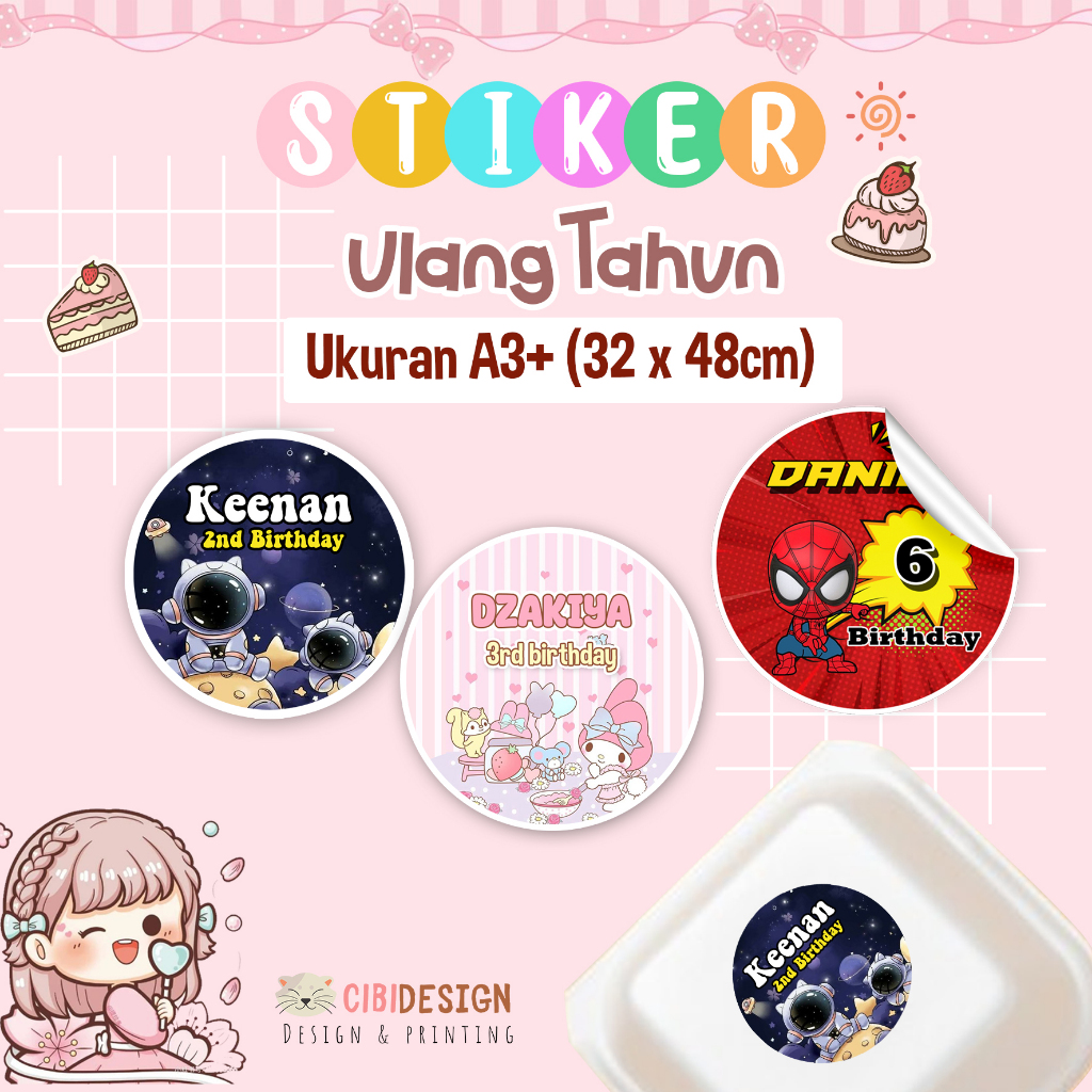Jual Stiker | Sticker Ulang Tahun Custom Bulat | Stiker Chromo Nasi Box ...