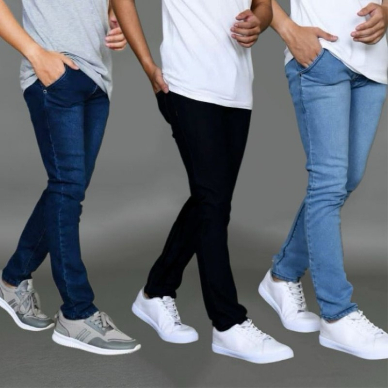 Jual Celana Jeans pria Bahan streach melar pensil cowok panjang cowok ...
