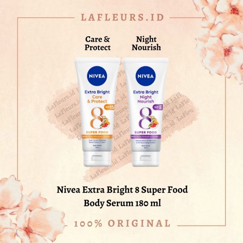 Jual Nivea Extra Bright 8 Super Food Body Serum 180ml KEMASAN BARU ...