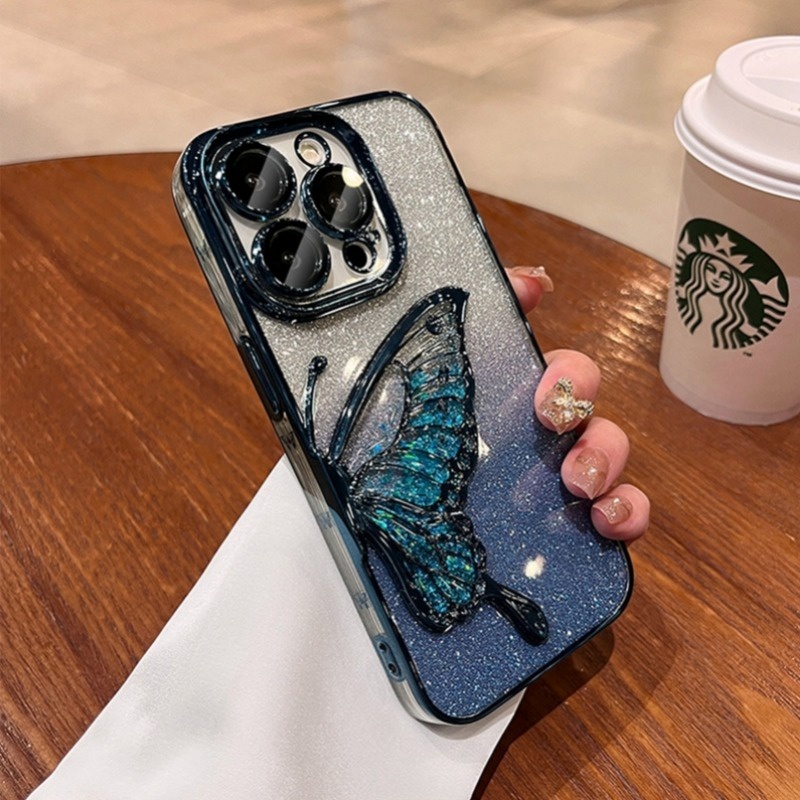 Jual Luxury Quicksand Glitter Butterfly Casing iPhone 11 12 13 14 15 ...